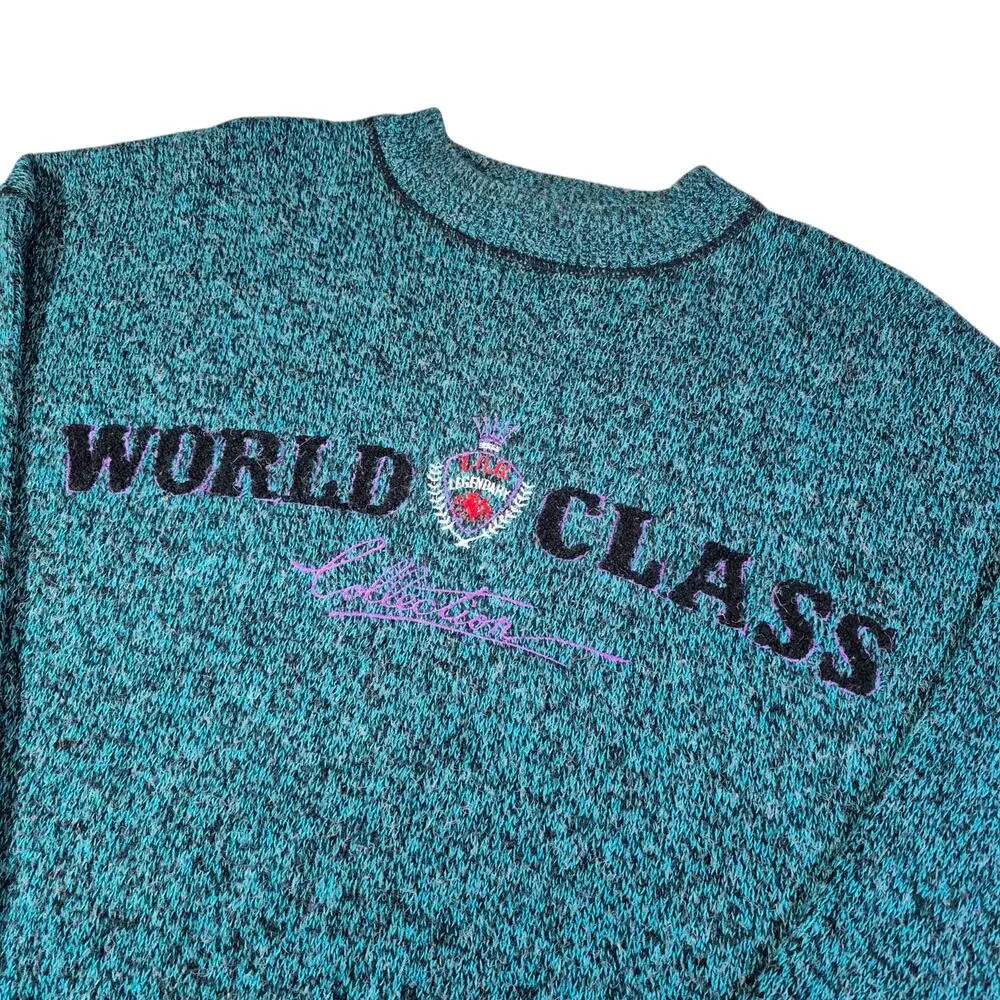 Iou | Sweaters | Xl Vintage Iou World Class Aquaberry Knit Sweater ...
